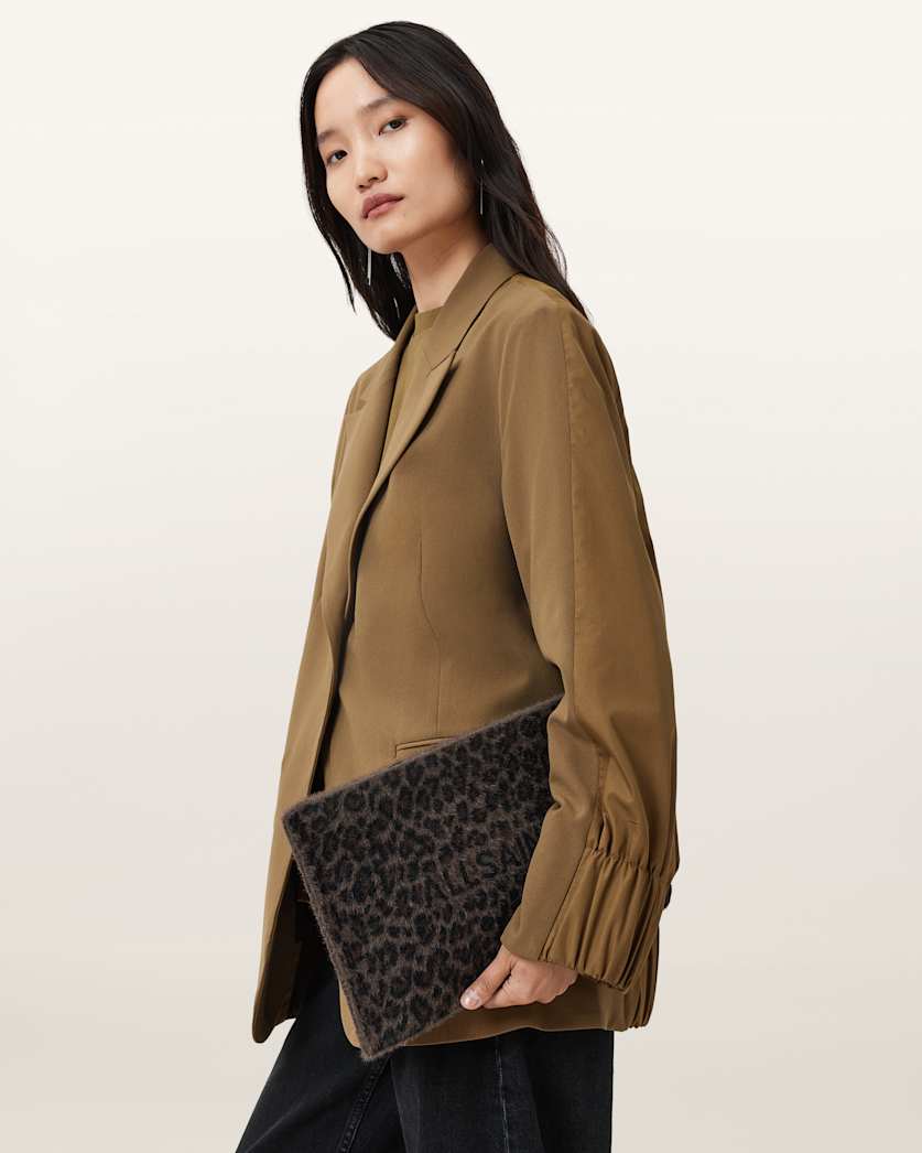Izzy Leopard Clutch LEOPARD BROWN | ALLSAINTS Canada